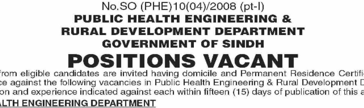 Public Health Engineering & Rural Development Department Jobs 2025 ...
