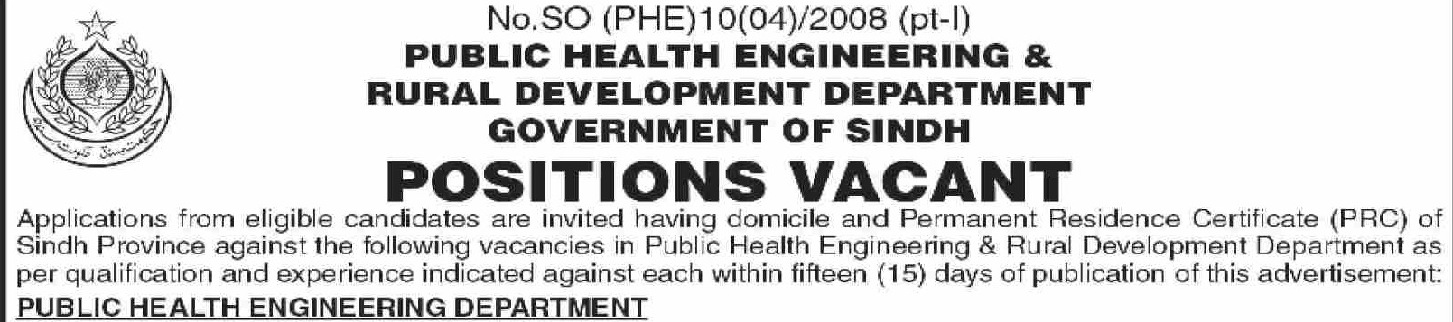 Public Health Engineering & Rural Development Department Jobs 2025 ...