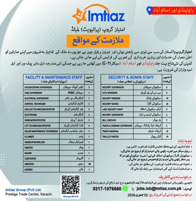 Imtiaz Group (Private) Limited Job Openings 2026 – Apply for New Branches