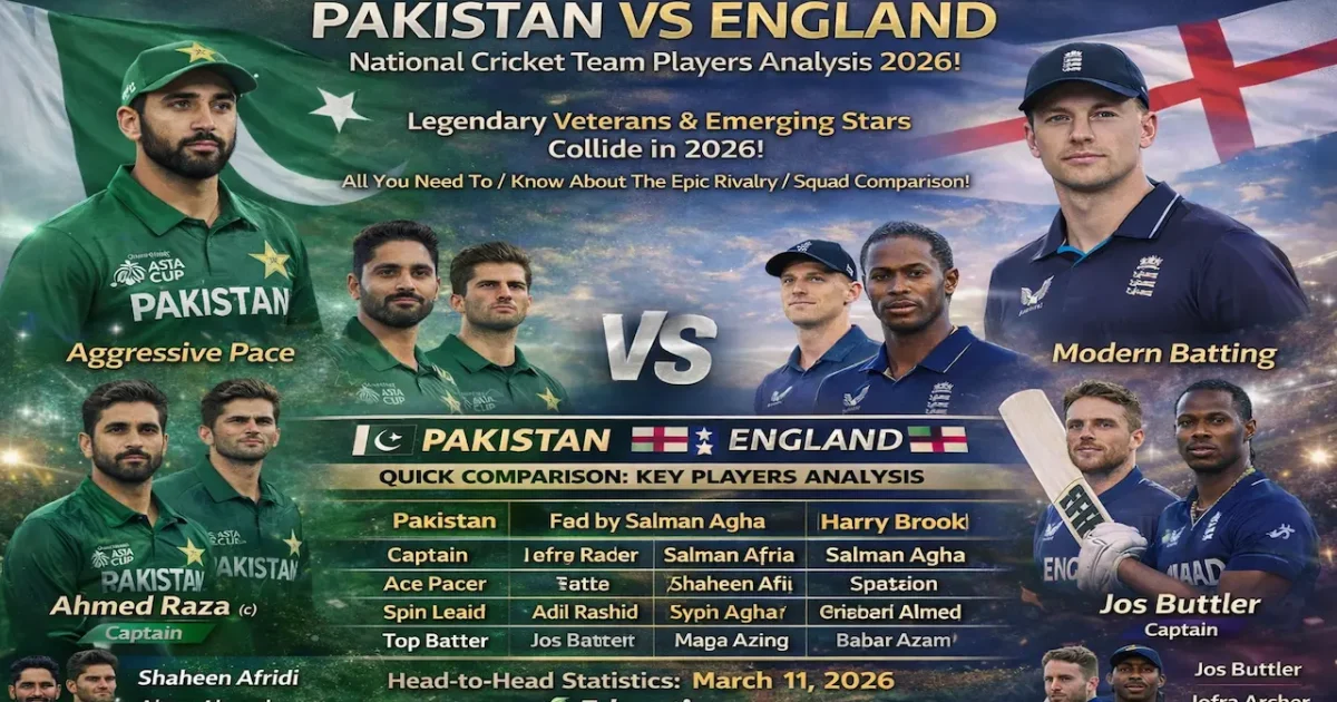 Pakistan vs England National Cricket Team Players 2026 Squad & Stats