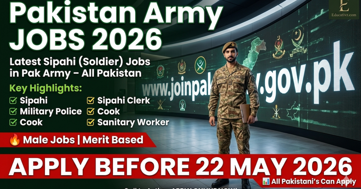 Pakistan Army Sipahi Jobs April 2026: Online Registration at www ...
