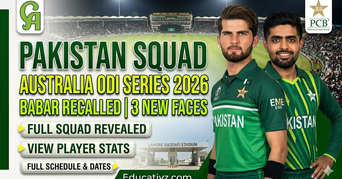 Pakistan Squad for Australia ODI Series 2026 Announced | Official PCB ...